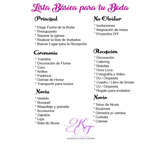 Puntos Basicos para comenzar a Organizar tu Boda :: Karen Torres Wedding Planner